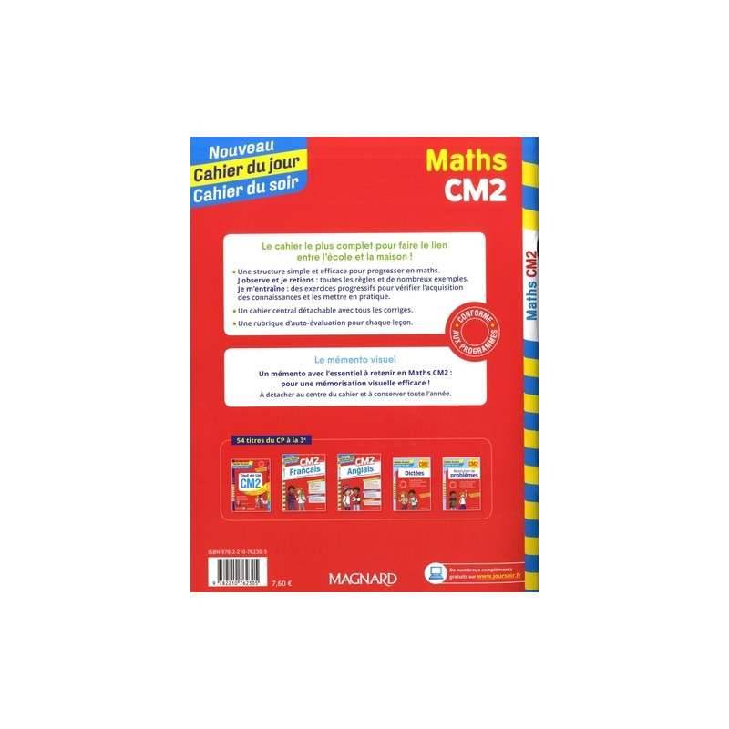 CM2 MATHS CAHIER DU JOUR CAHIER DU SOIR - Librairie de France