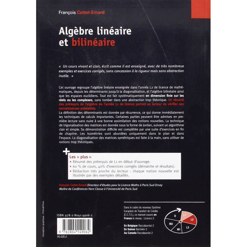 Algèbre linéaire et bilinéaire - Cours et exercices corrigés